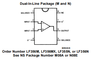 LF356N Operational Amplifier: Pinout, Datasheet, and Circuits
